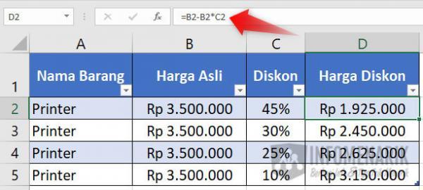 Cara Menghitung Diskon di Excel: Mengetahui Potongan Harga | Info Menarik