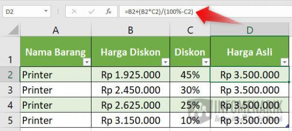 Cara Menghitung Diskon di Excel: Mengetahui Potongan Harga | Info Menarik
